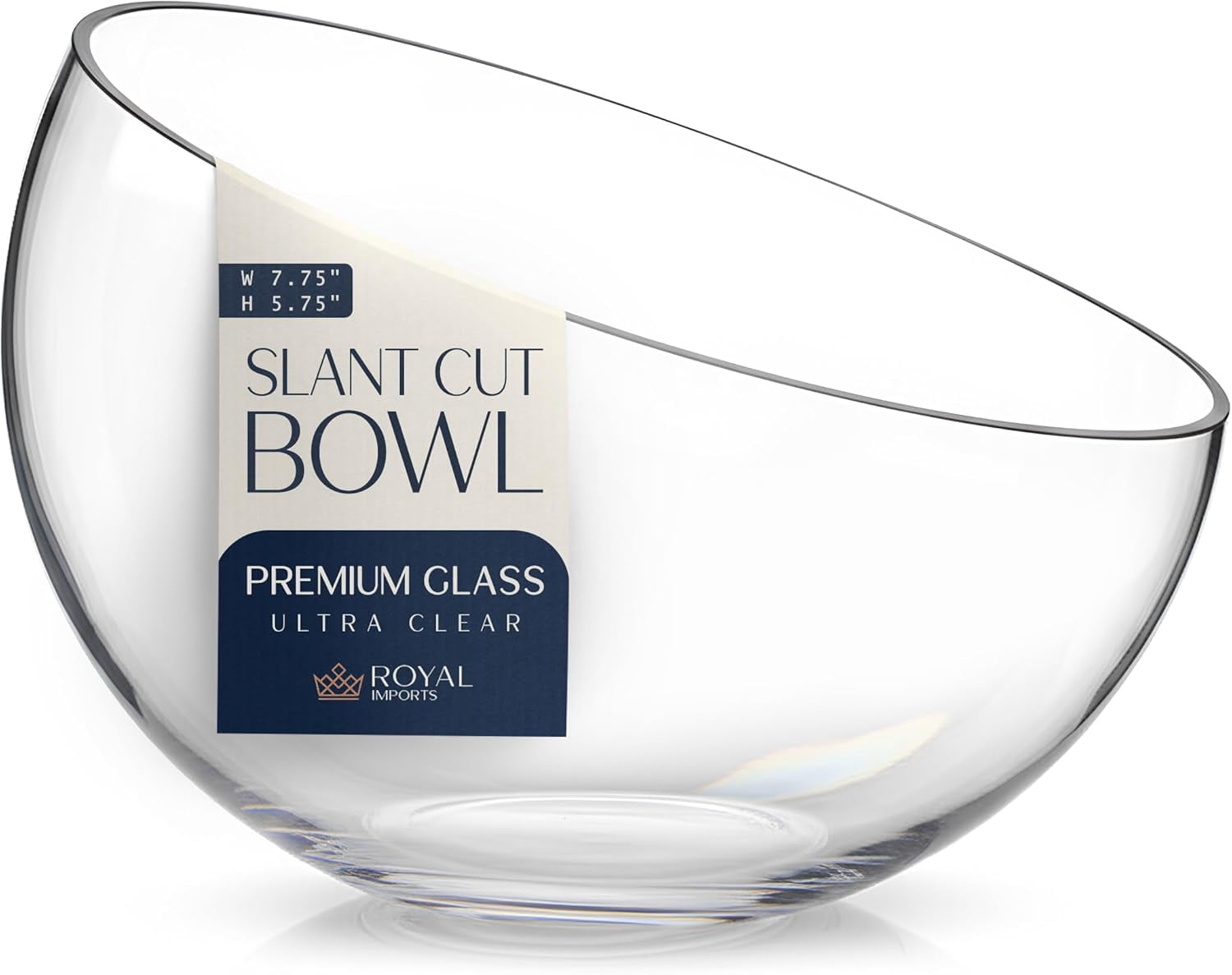 Clear Glass Slant Cut Tilted Angled Bubble Ball Decorative Serving Bowl ...