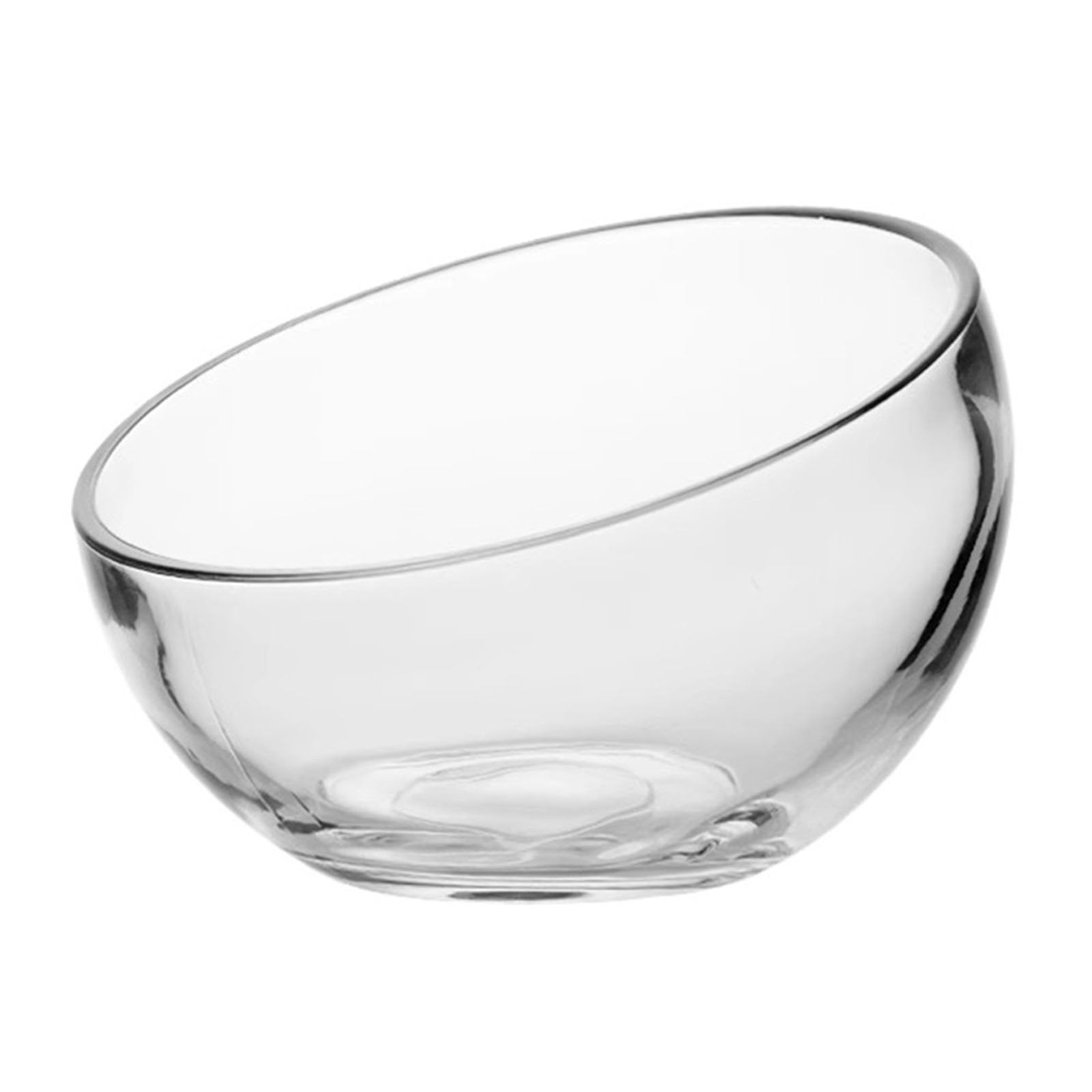 Clear Glass Slant Cut Tilted Angled Decorative Serving Bowl, Plant ...