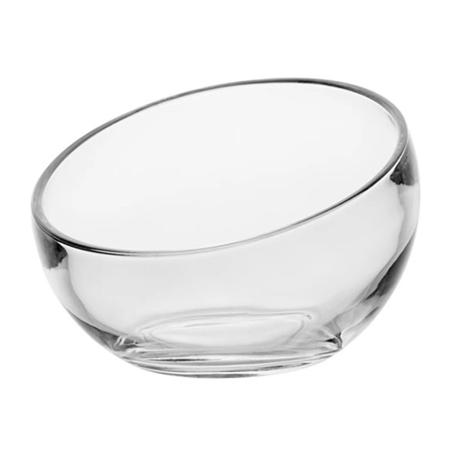 Clear Glass Slant Cut Tilted Angled Decorative Serving Bowl, Plant ...