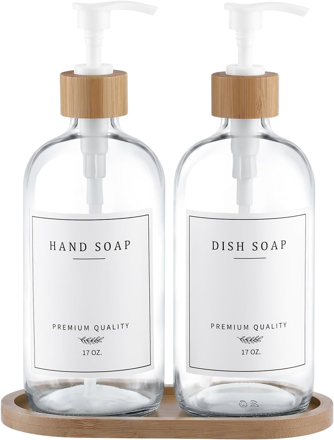 Clear Glass Soap Dispenser - Dish Hand Soap Dispenser Set for Kitchen ...