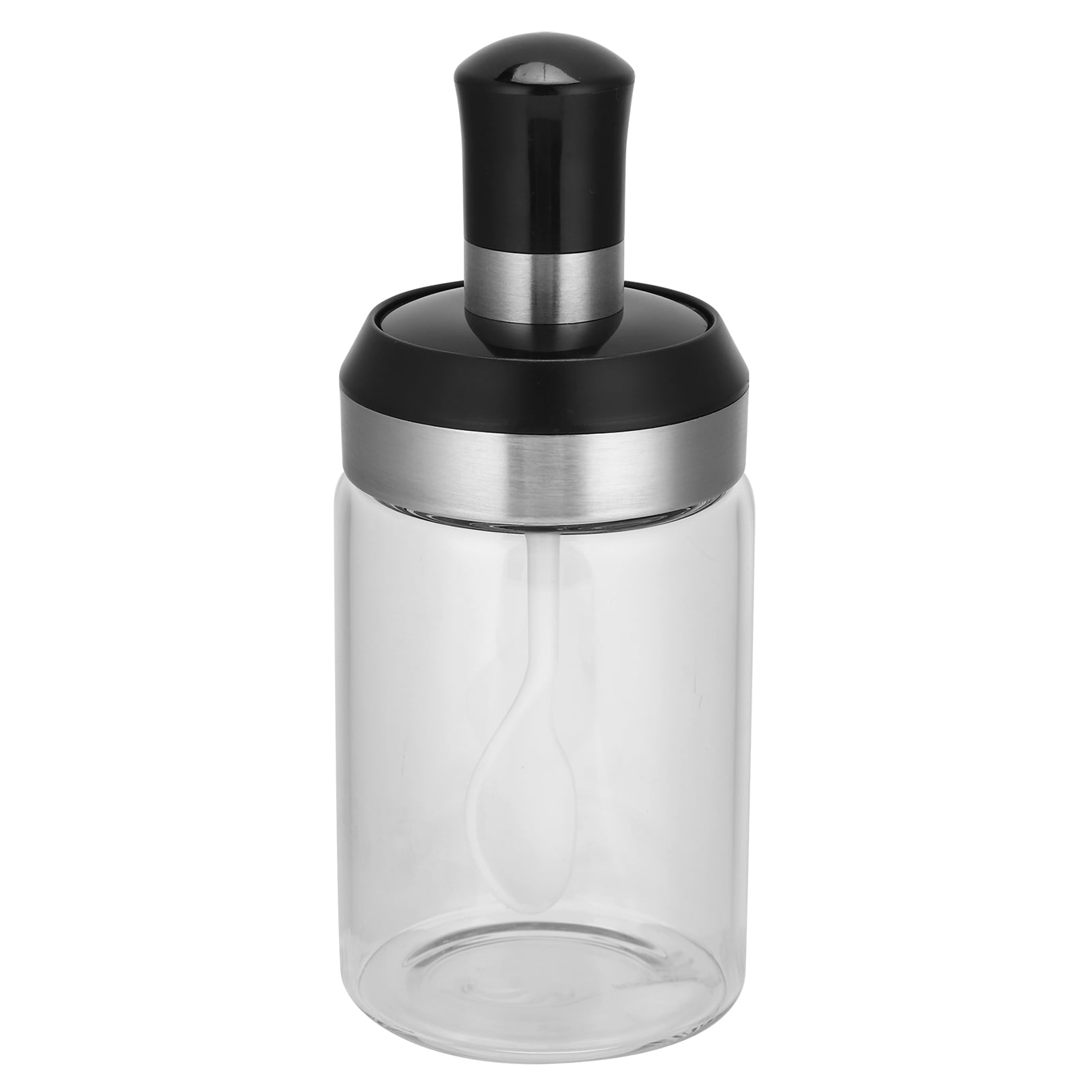 Clear Glass Spice Jars, Glass Condiment Container with Stainless Steel ...