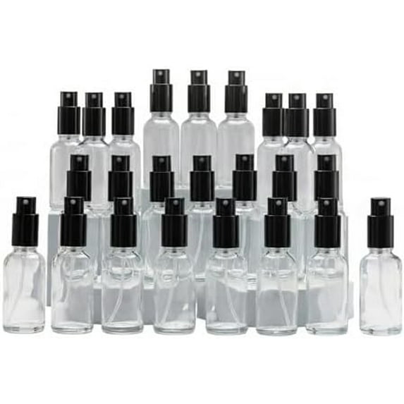 Clear Glass Spray Bottles 1oz, with Small Fine Mist Spray, Metal Cap ...