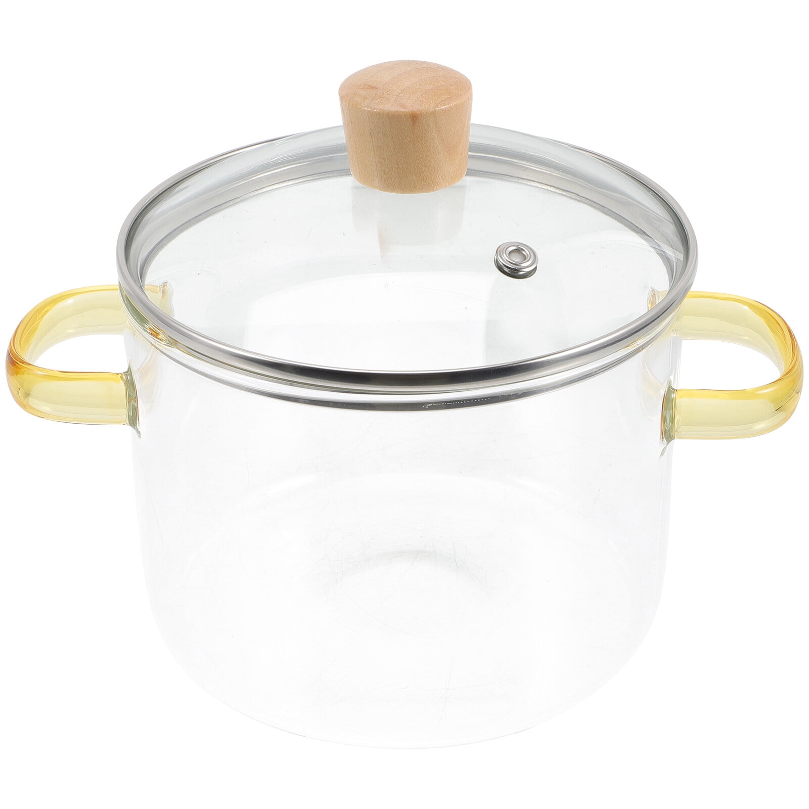 Orange Glass Noodle Pot with Double Handles for Kitchen Use Clear Soup ...