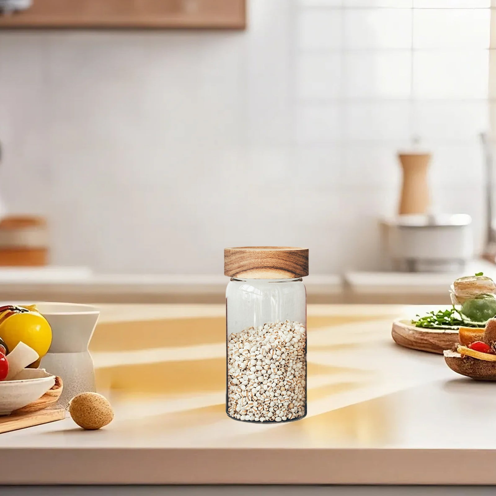 Clear Glass Storage Canisters with Airtight Lids-Straight Body Food ...