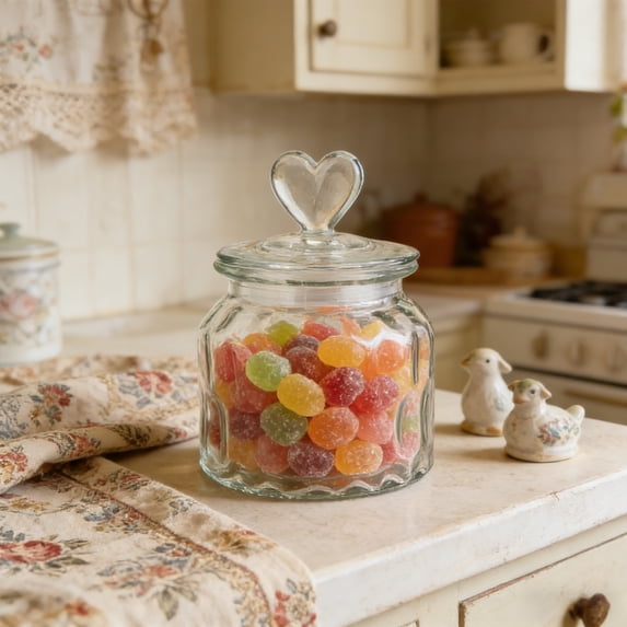 Clear Glass Storage Jar with Airtight Lid for Kitchen Pantry - BPA-Free ...