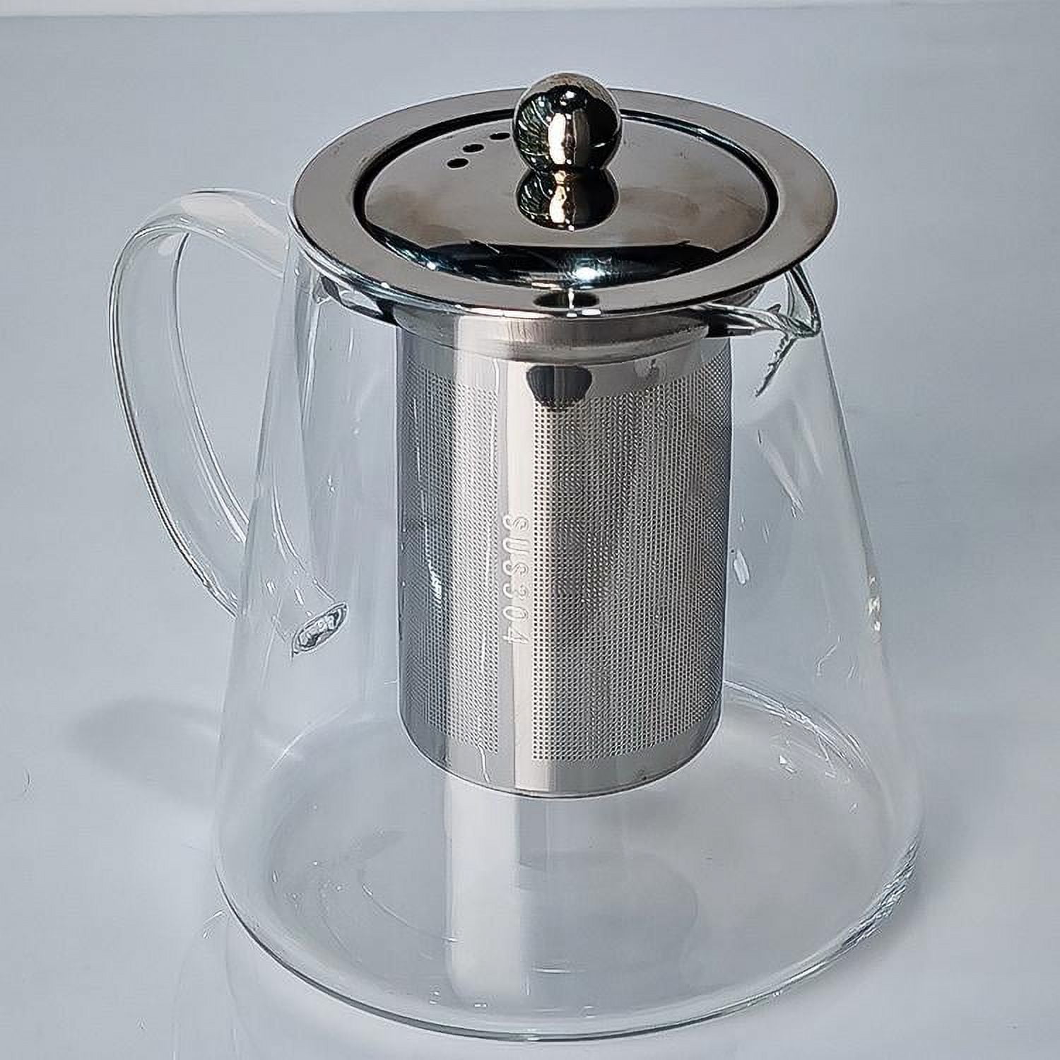 Clear Glass Tea Kettle with Stainless Steel Infuser and Lid ...