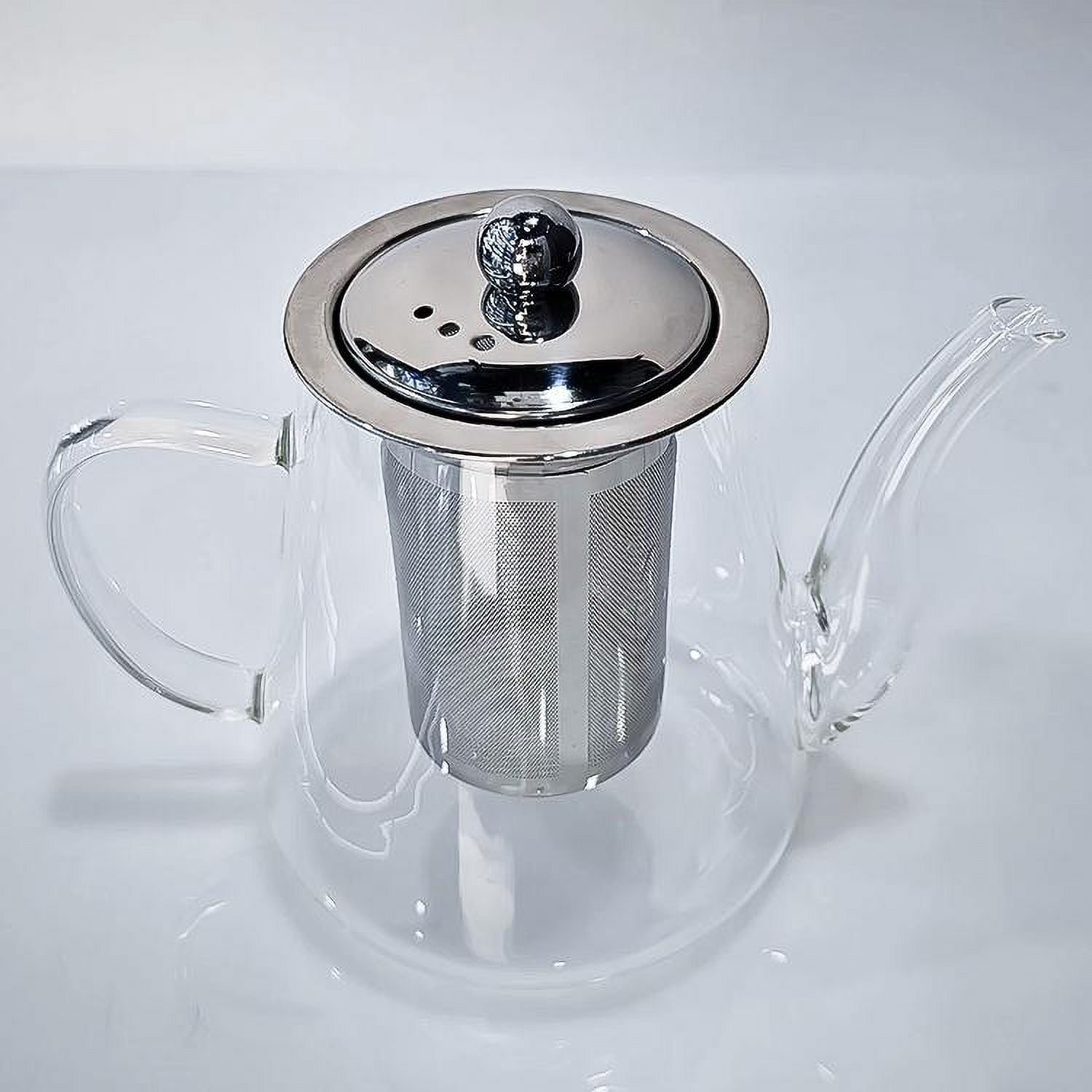 Clear Glass Teapot with Removable Stainless Steel Filter and Spout ...