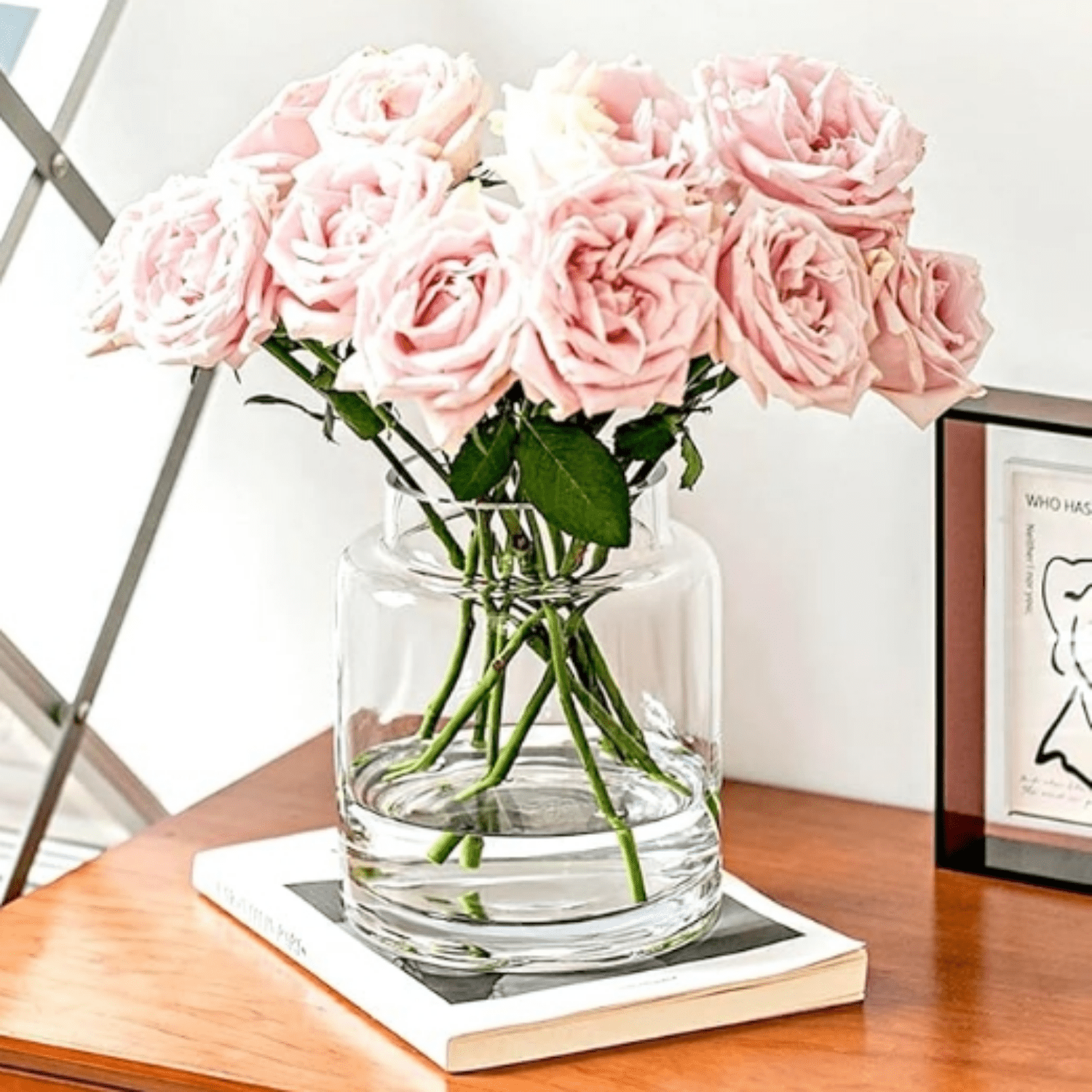 Clear Glass Vase, 7 Inch Large Glass Vase for Flowers, Modern Thick ...