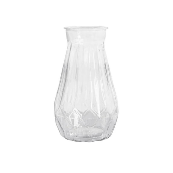 Clear Glass Vase for Flower, Geometric Faceted Design Flower Vase for ...