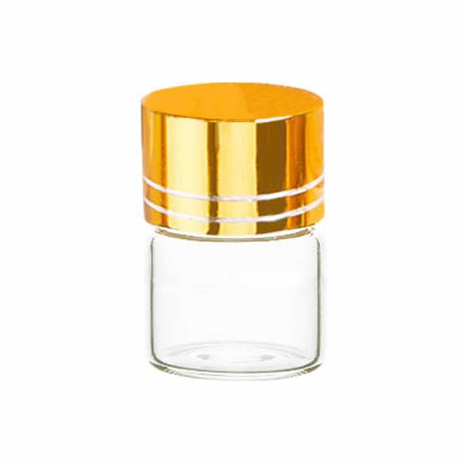Clear Glass Vials with Gold Screw Caps and Plastic Stoppers, Small ...