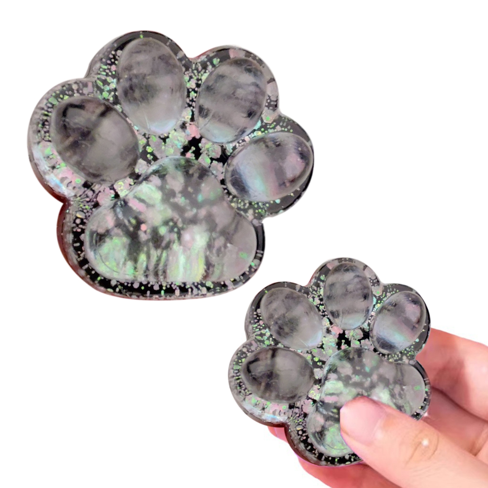 Clear Glitter Cat Paw Squeeze Toy, Soft Sensory Stress Relief Fidget ...