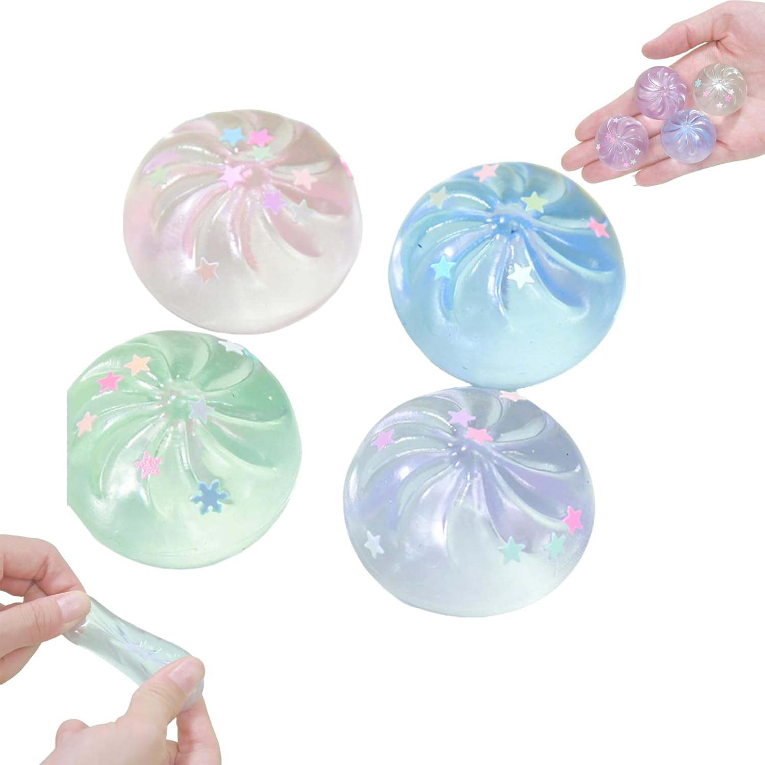 Clear Glitter Steamed Bun Squishy, 4ps Glitter Dumpling Squishies, Mini ...