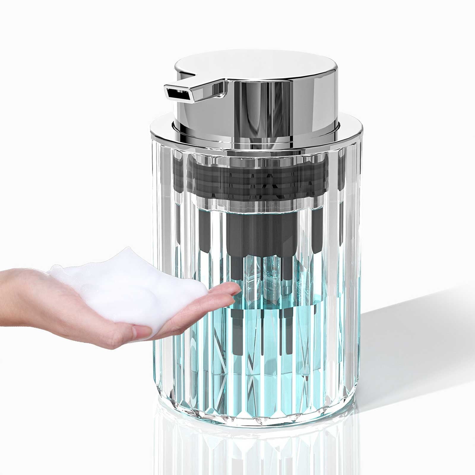 Clear & Gray Foaming Soap Dispenser Reusable Plastic Hand Soap ...