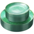 Clear Green Hammered Texture Disposable Plastic Plates with Gold Rim ...