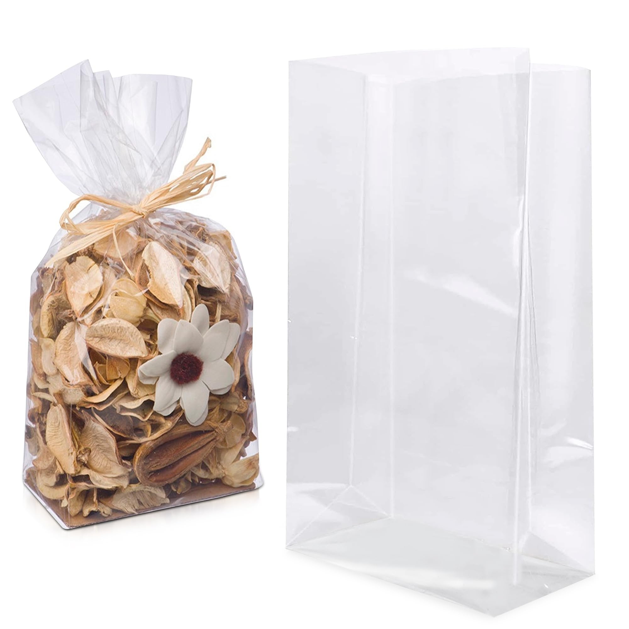 Clear Gusseted Poly Bags, 1 Mil Plastic Treat Bags, 1000 Count, 6 x 3 x ...