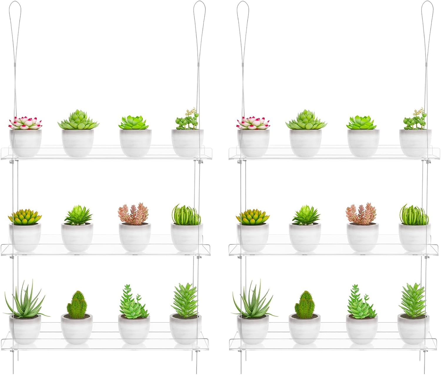 Clear Hanging Window Plant Shelves,2-Pack 3-Tier,Indoor Windows Wall ...