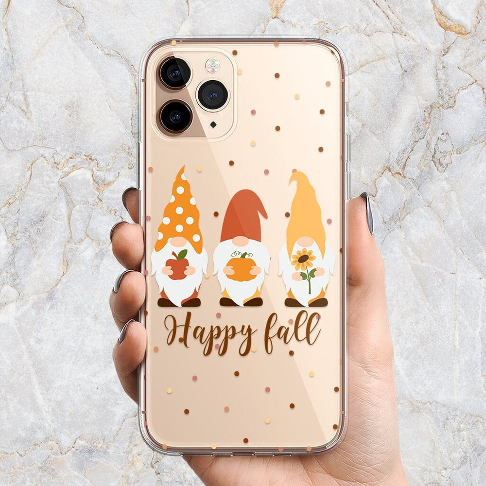 Clear Happy Fall Trendy Gnomes Fun Autumn Phone Case 17 16 15 14 13 12 ...