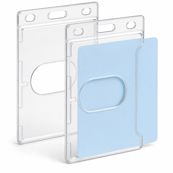 Clear Hard Plastic ID Badge Name Card Holder with Easy Access Thumb ...
