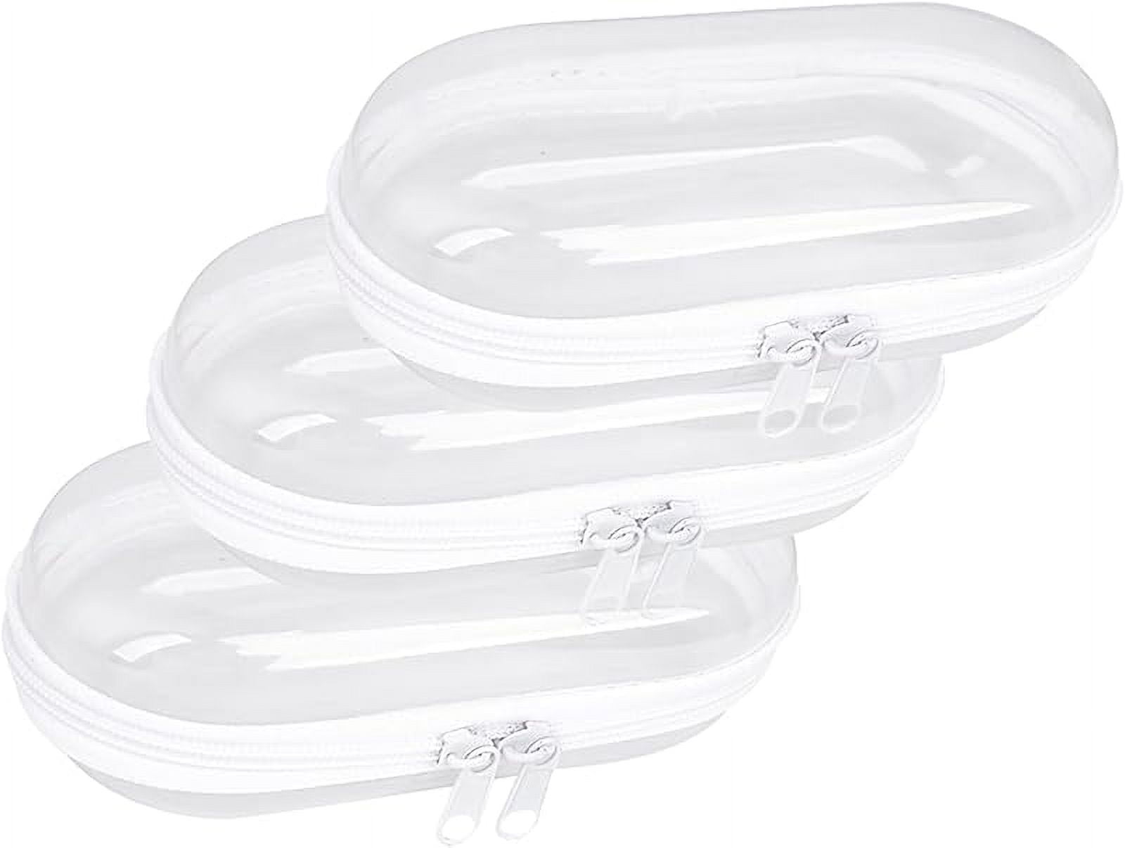 Clear Hard Shell Zipper Case,3PCS Transparent Clear Zipper Pouches,Hard ...