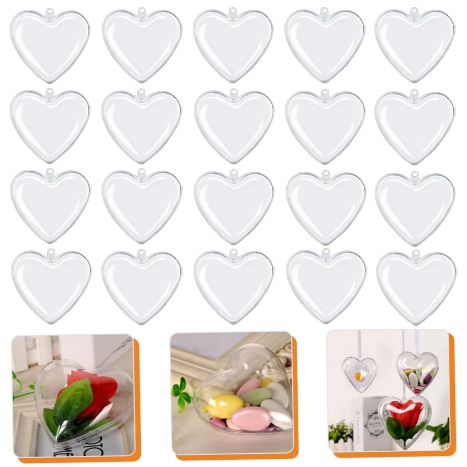Clear Heart Fillable Balls,Plastic Christmas Ornaments Balls,2.36 in ...