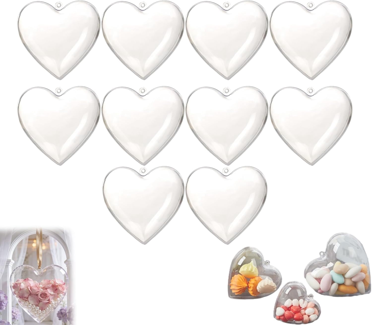 Clear Heart Ornaments Fillable, Valentine Ideas Heart Ornaments, 5/10 ...