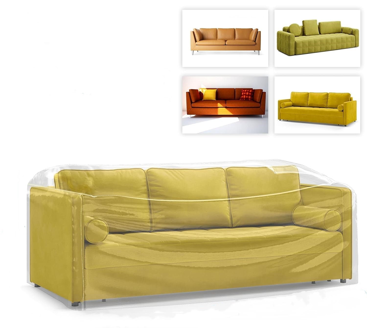 Clear Heavy-Duty Couch Cover - Waterproof & Scratch-Proof Vinyl ...