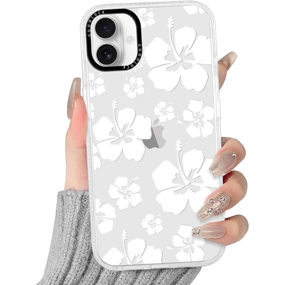 Clear Hibiscus Flower Case for iPhone 17 6.3", Cute Preppy Floral ...