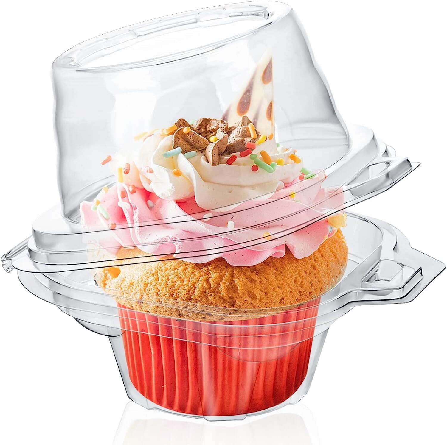 Clear High Dome Lids Cupcake Box (100 Counts) WQ - Walmart.com
