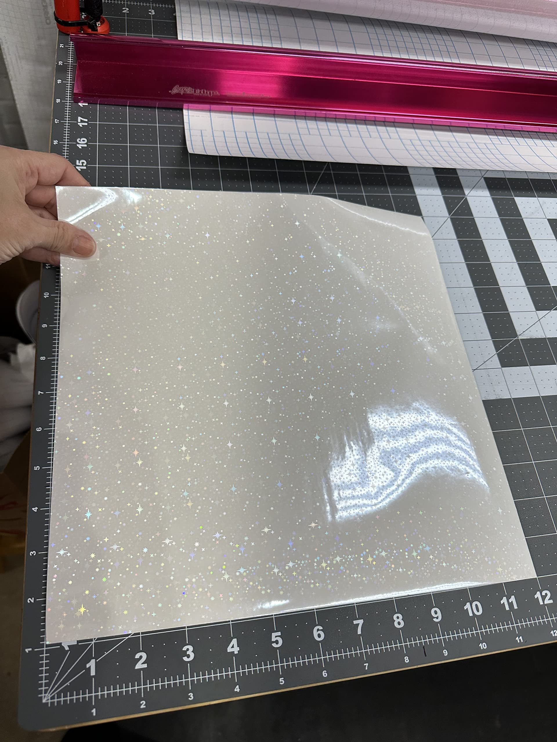 Clear Holographic Stars Cold Laminating Sheets Self Adhesive (12 x 12 ...