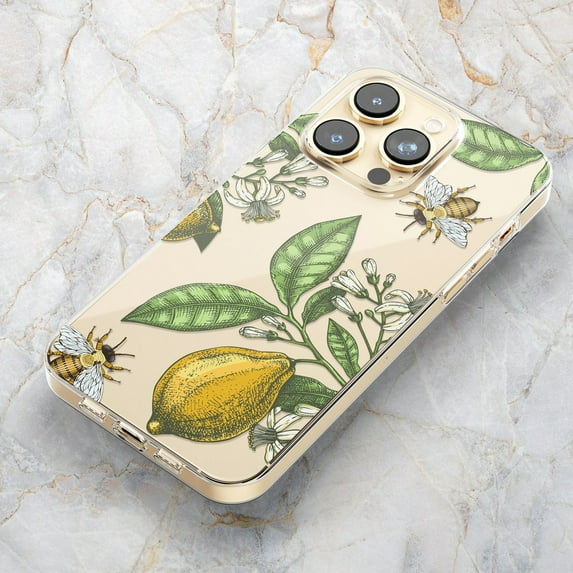 Clear Honey Bee Lemon Tree Themed Phone Case for 17 16 15 14 13 12 11 ...
