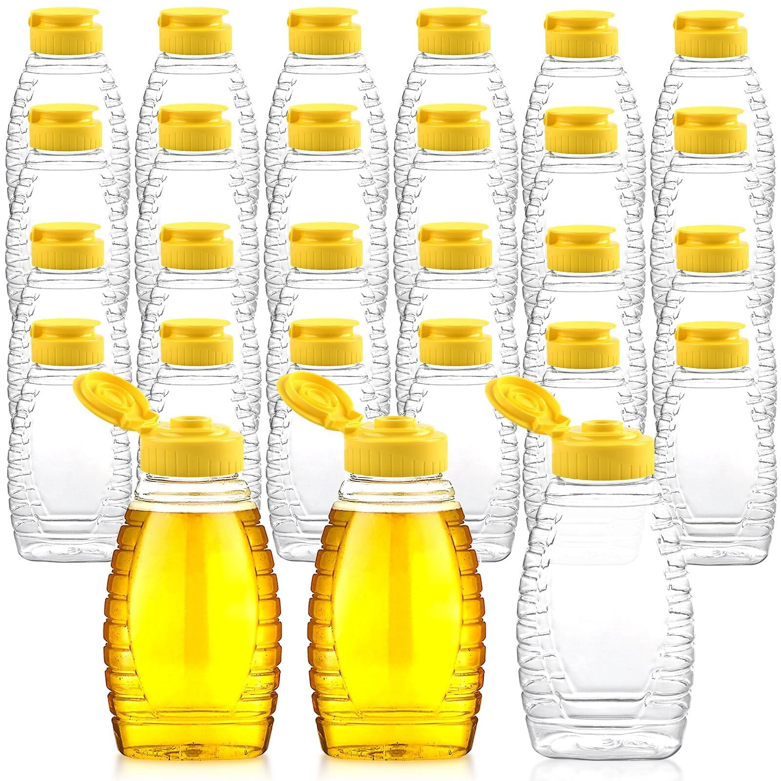 Clear Honey Bottles Bulk 32 Pack Squeeze Jar with Flip Lid Leakproof ...
