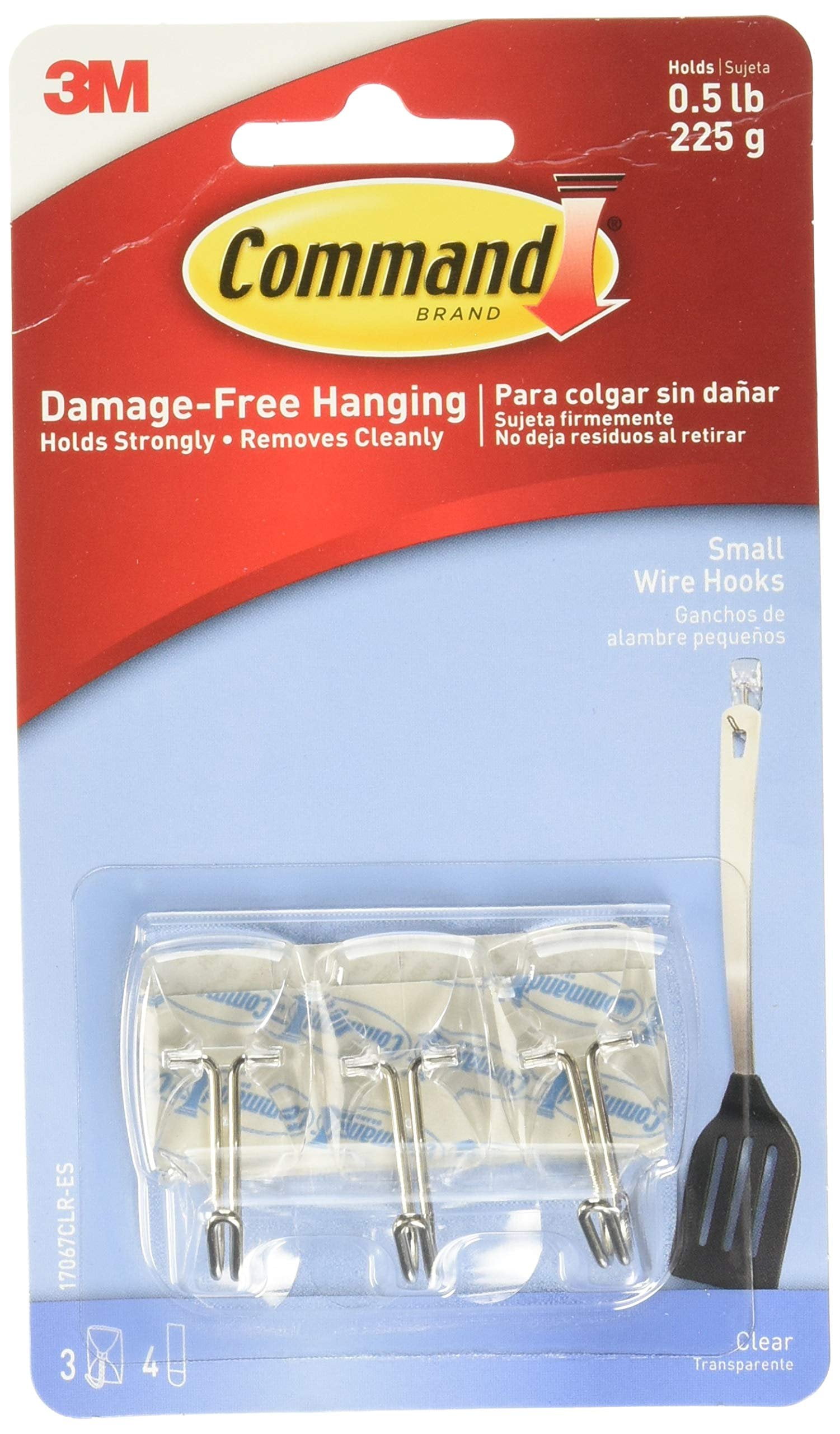 Clear Hooks & Strips, Plastic/Wire, Small, 3 Hooks 2 Pack - Walmart.com