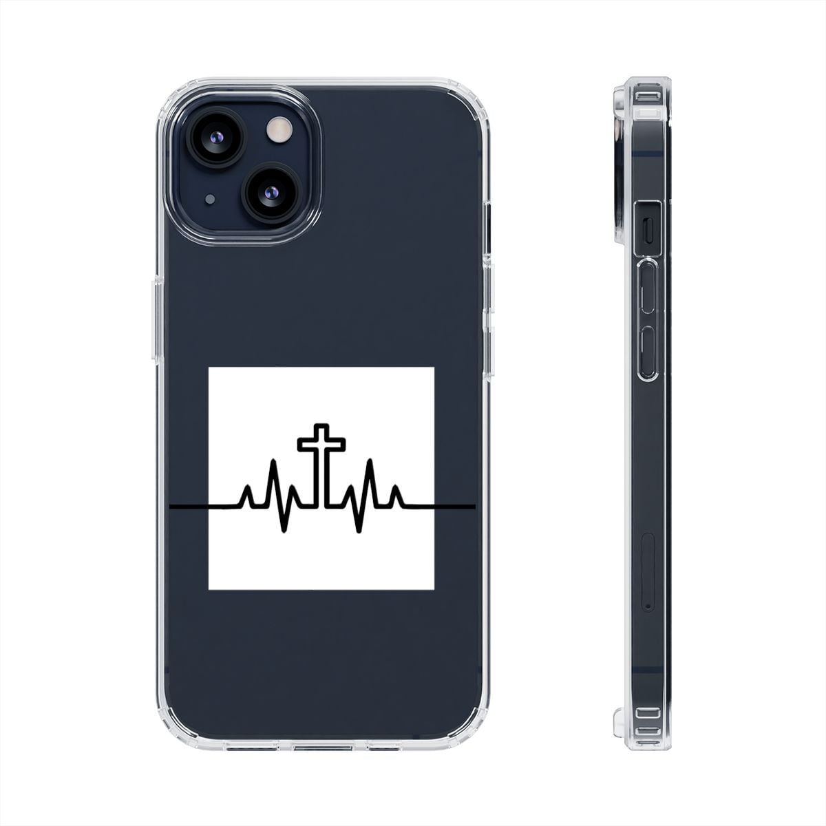 Clear Hybrid Shockproof Case for Apple iPhone 11 - Heartbeat Cross ...