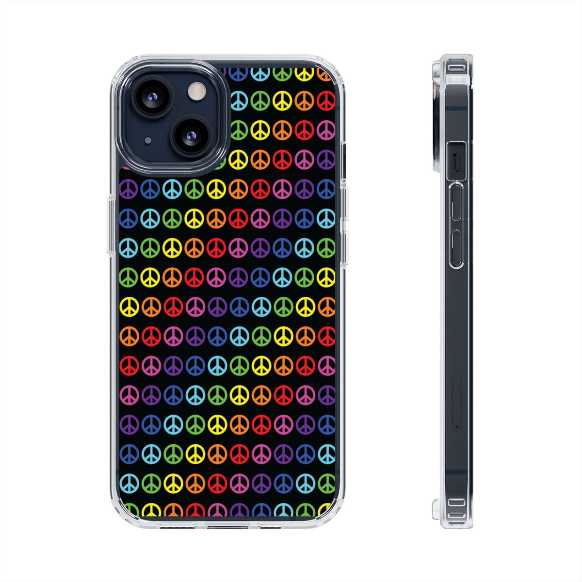 Clear Hybrid Shockproof Case for Apple iPhone 12 - Colorful Peace ...