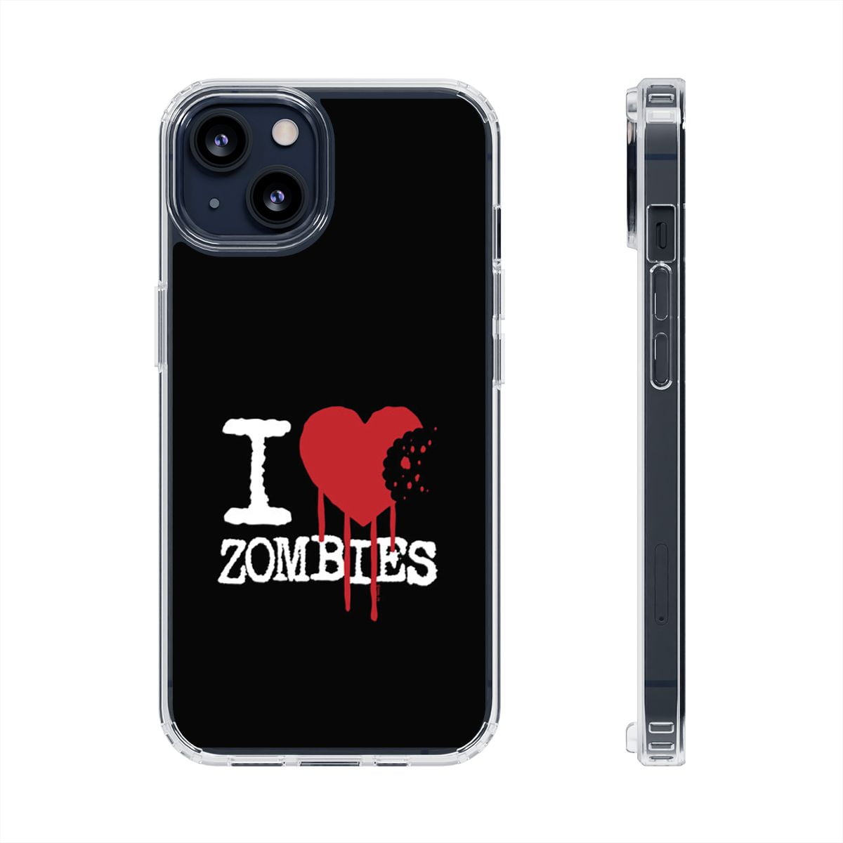Clear Hybrid Shockproof Case for Apple iPhone 12 - I Heart Zombies Blood Splatter Art - Walmart.com