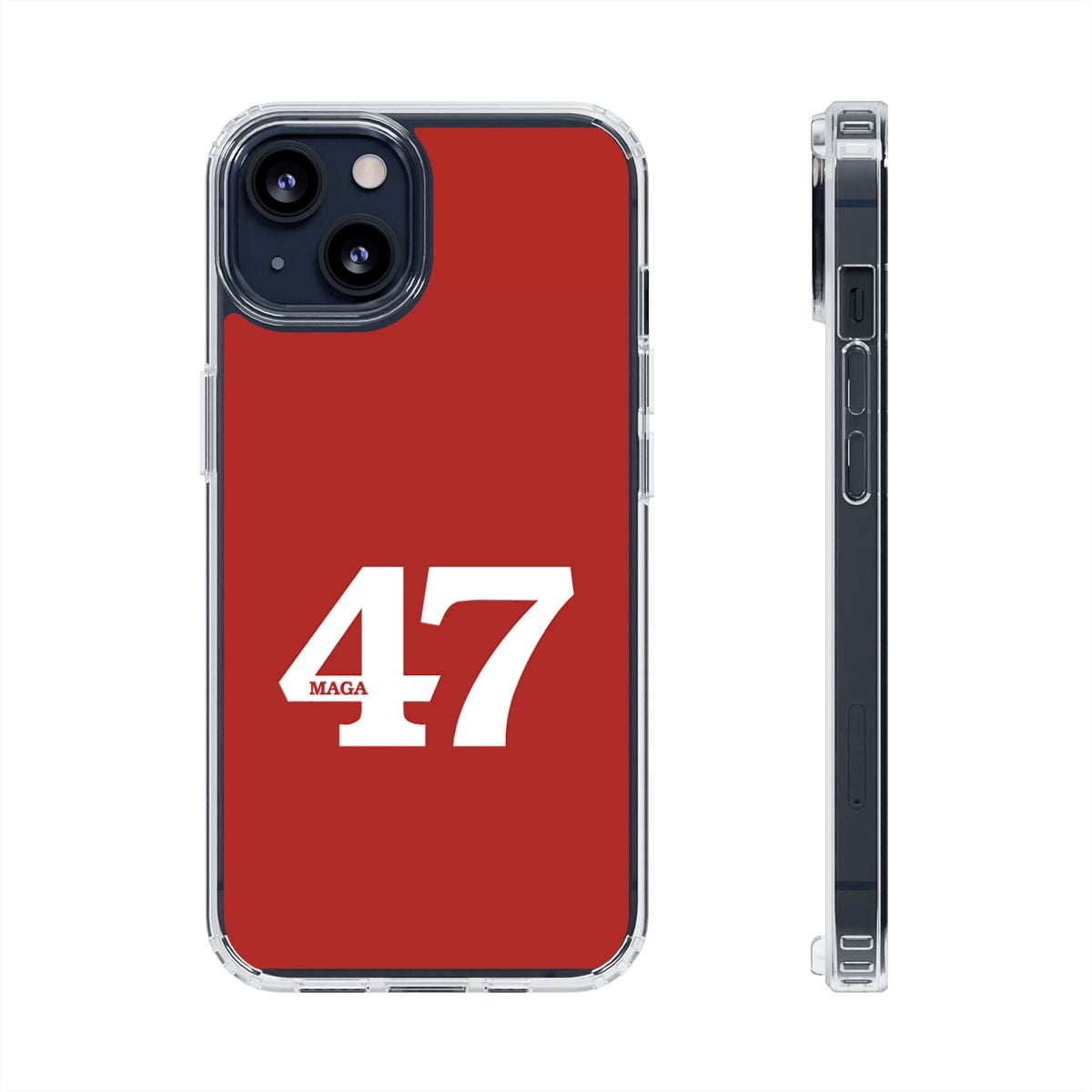 Clear Hybrid Shockproof Case for Apple iPhone 12 - MAGA 47 Bold Red ...