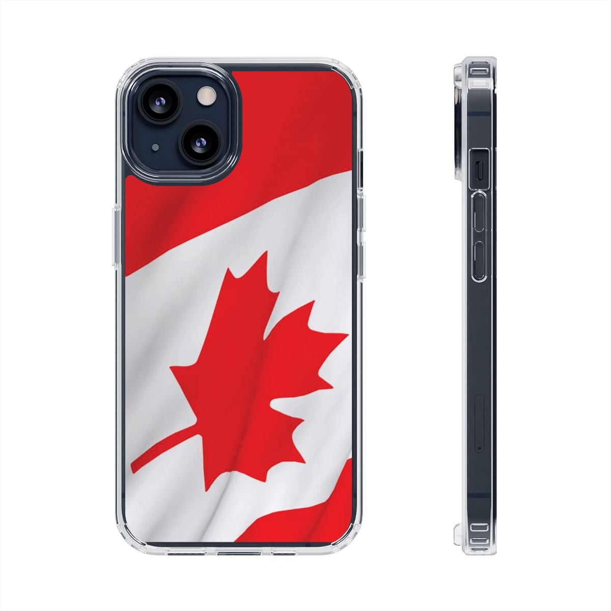 Clear Hybrid Shockproof Case for Apple iPhone 12 MINI - Canadian Flag with Red Maple Leaf ...