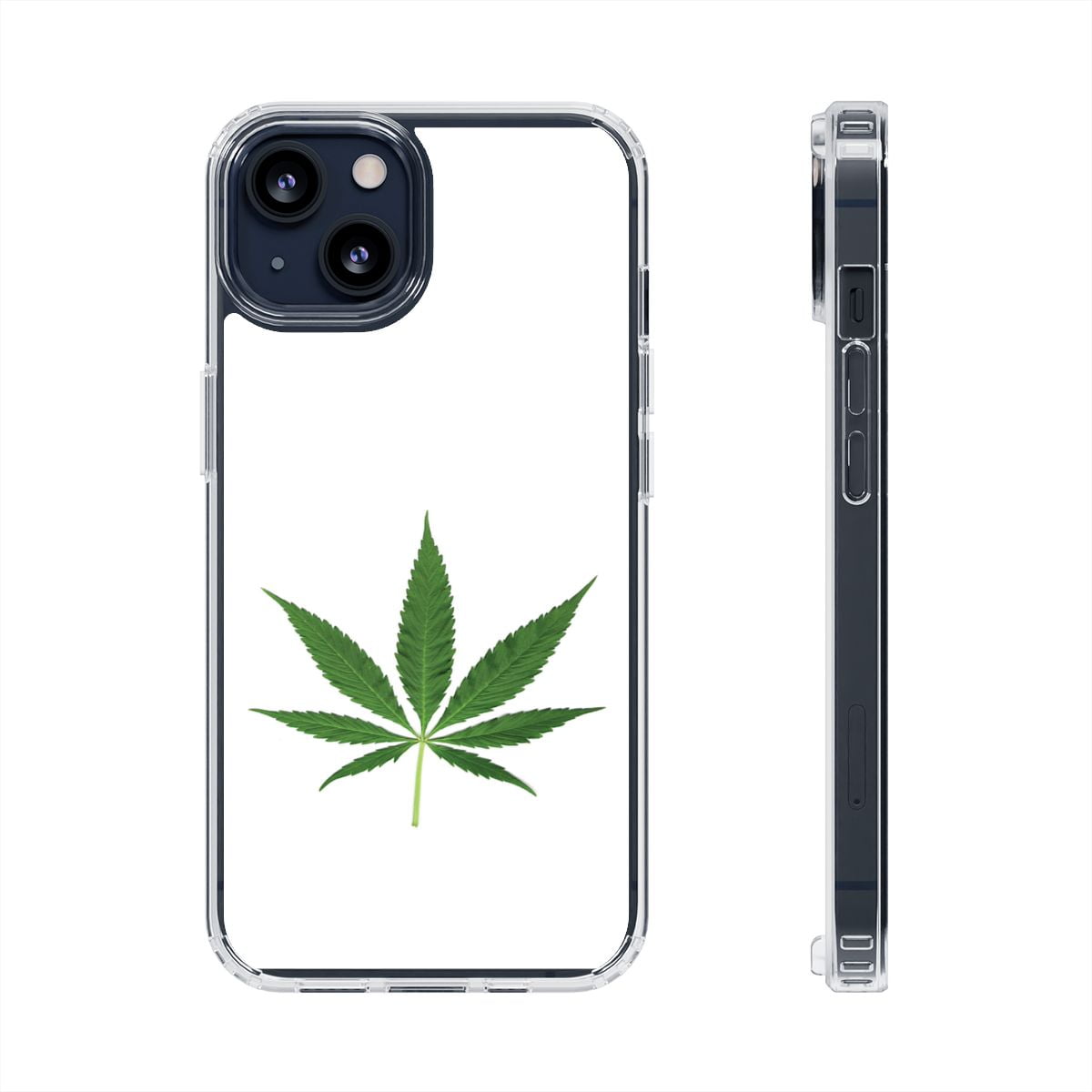 Clear Hybrid Shockproof Case for Apple iPhone 12 MINI - Marijuana Leaf ...