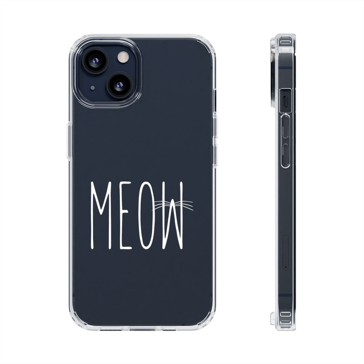 Clear Hybrid Shockproof Case for Apple iPhone 12 - Meow with Whiskers ...
