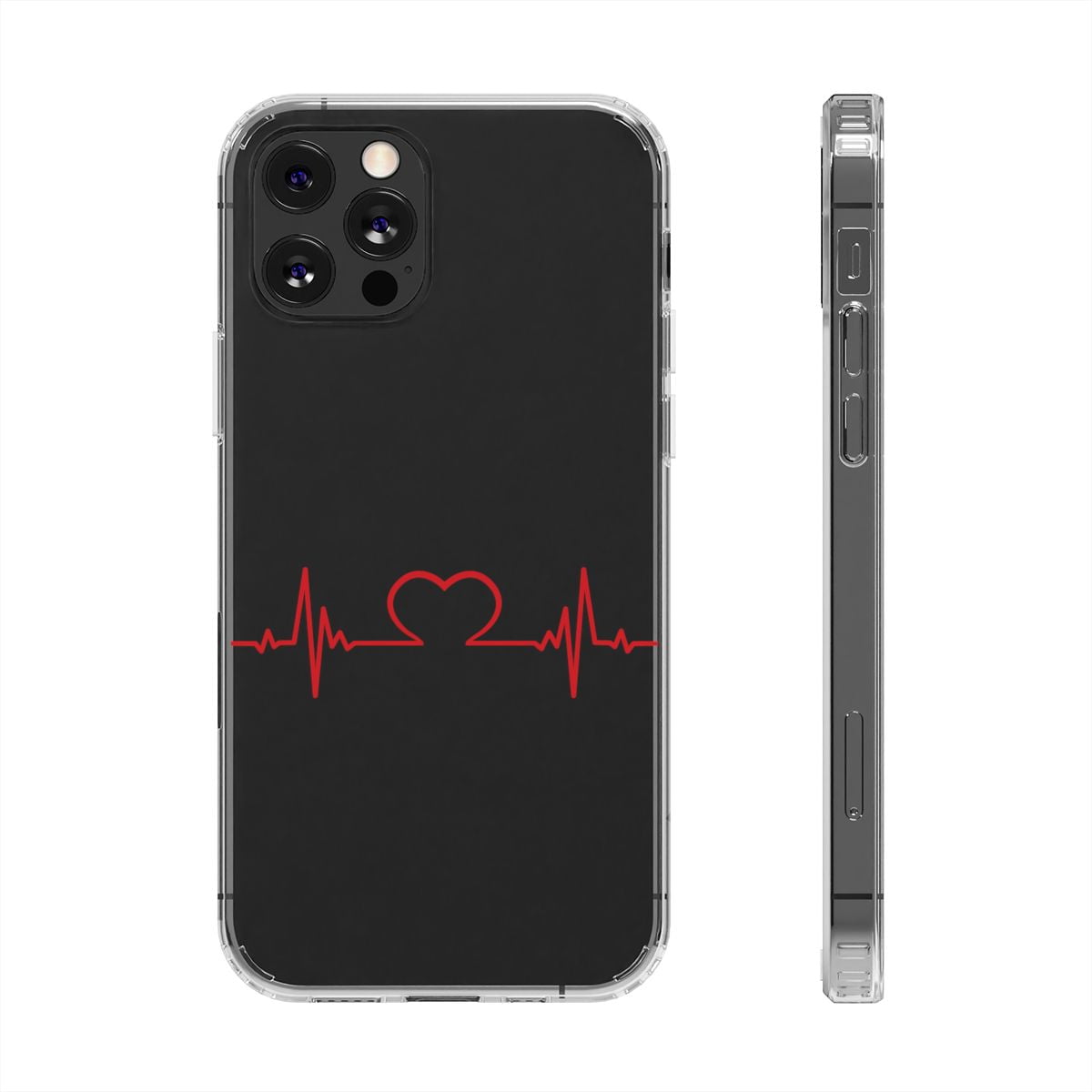 Clear Hybrid Shockproof Case for Apple iPhone 12 PRO - Heartbeat Love ...