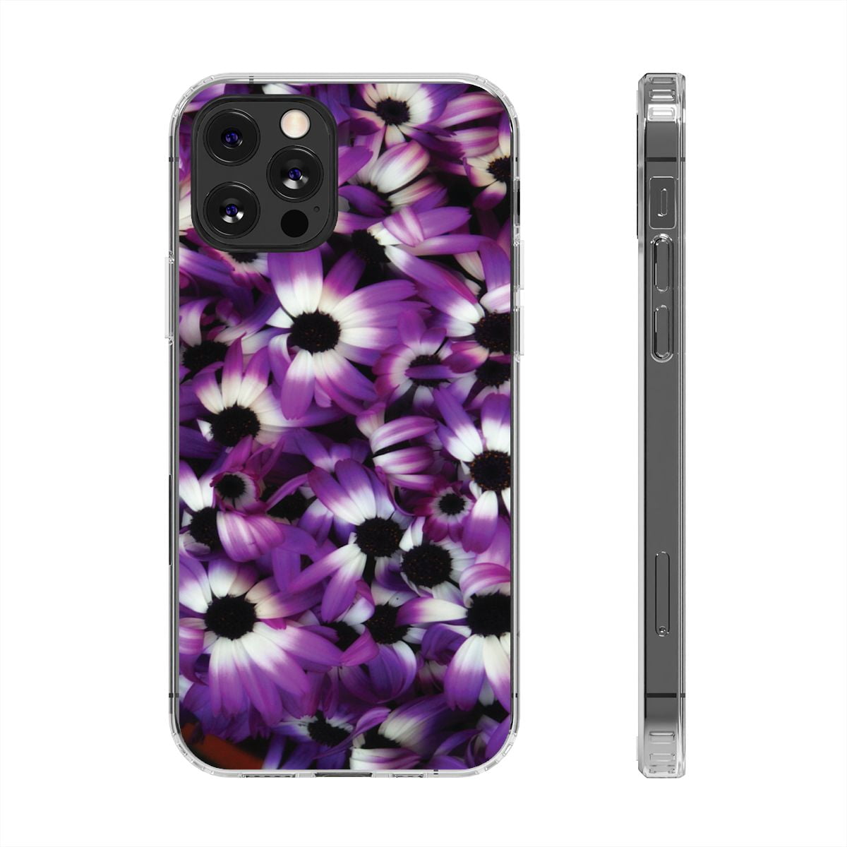 Clear Hybrid Shockproof Case for Apple iPhone 12 PRO - Purple and White Flower Blooms - Walmart.com