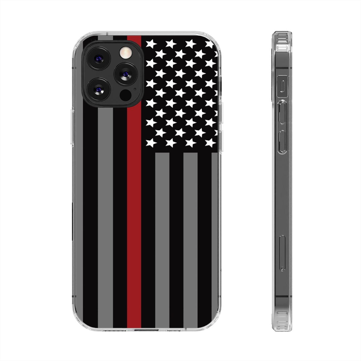 Clear Hybrid Shockproof Case for Apple iPhone 12 PRO - Thin Red Line ...