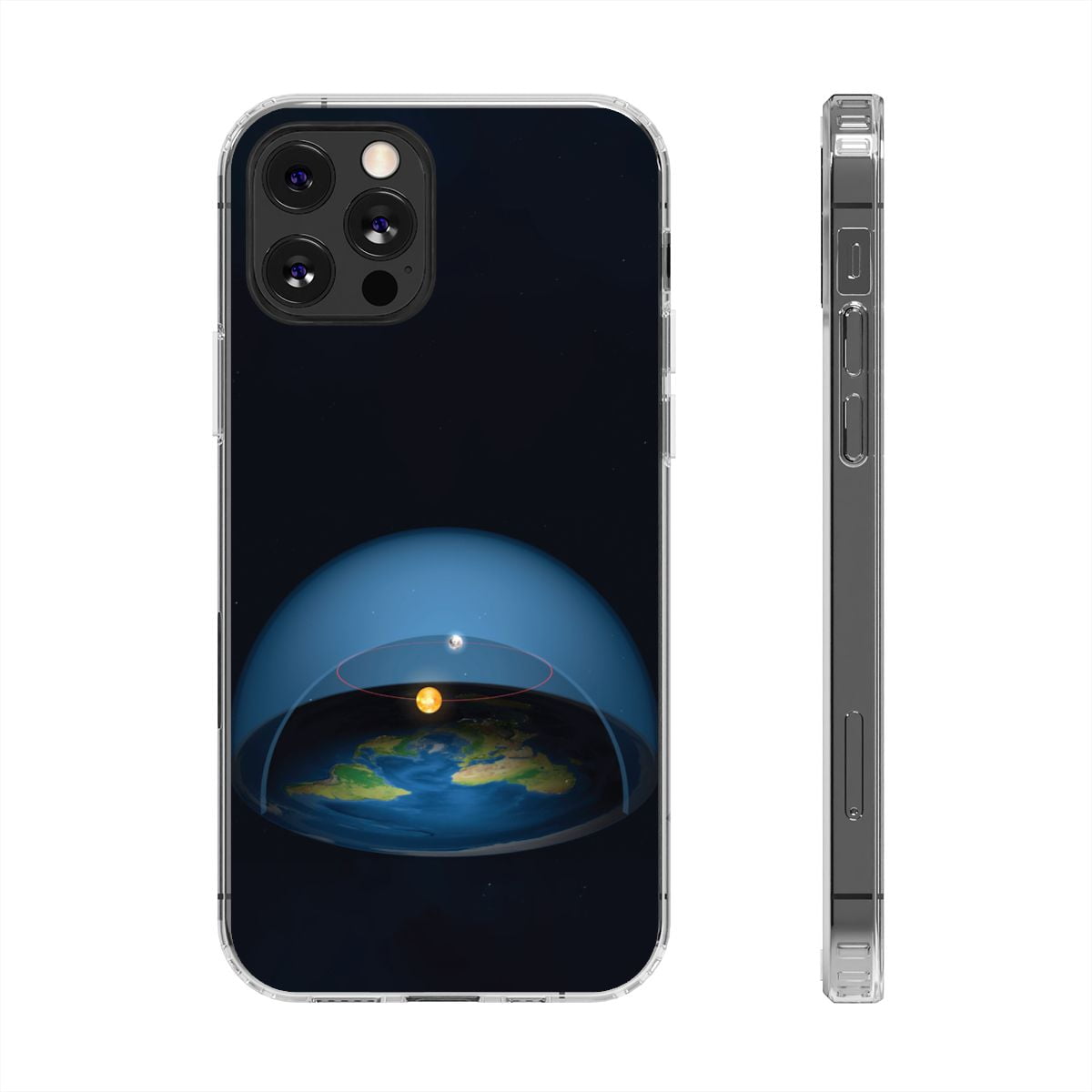 Clear Hybrid Shockproof Case for Apple iPhone 12 Pro MAX - Flat Earth Celestial Dome ...