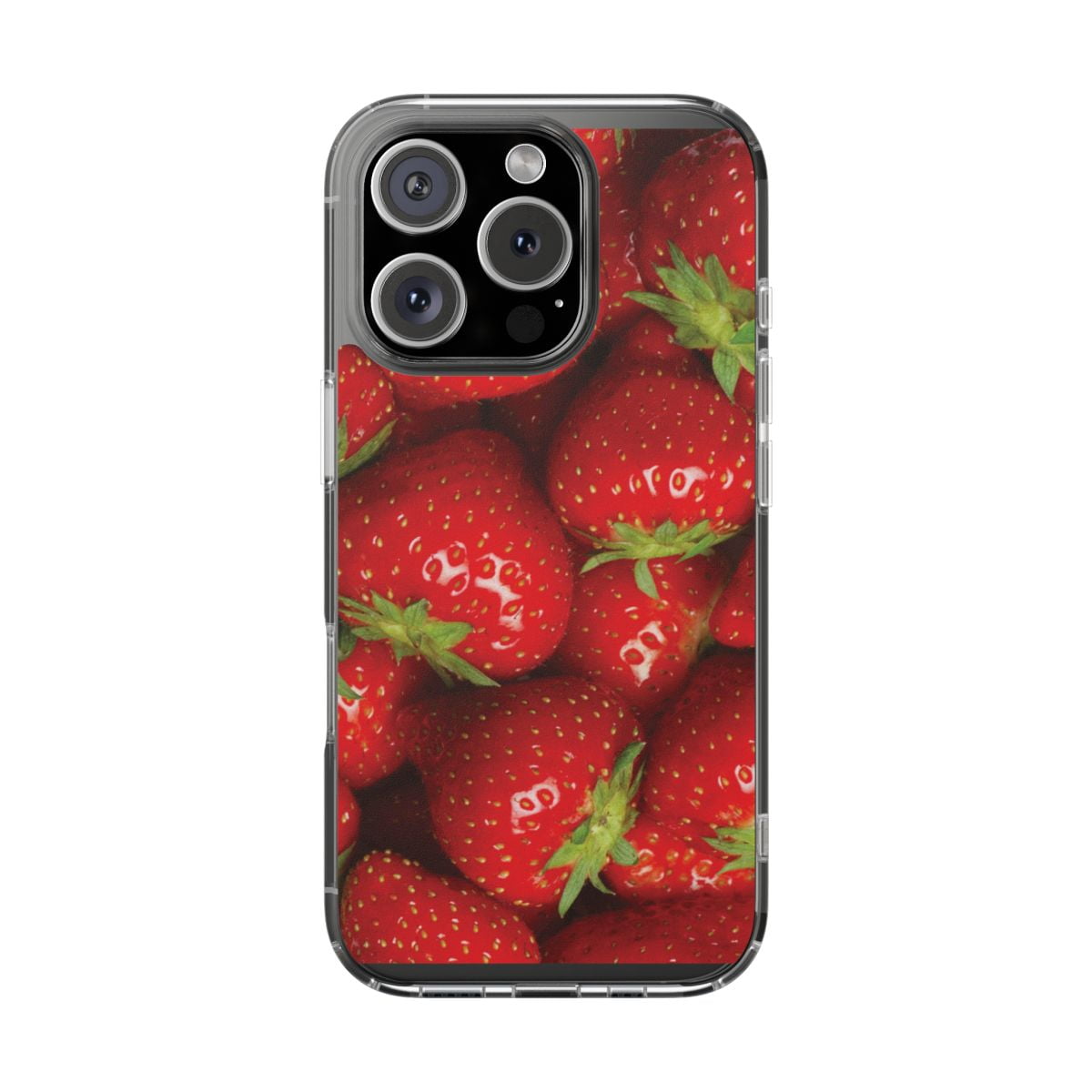 Clear Hybrid Shockproof Case for Apple iPhone 13 PRO - Juicy Bright Red Strawberries Close Up ...