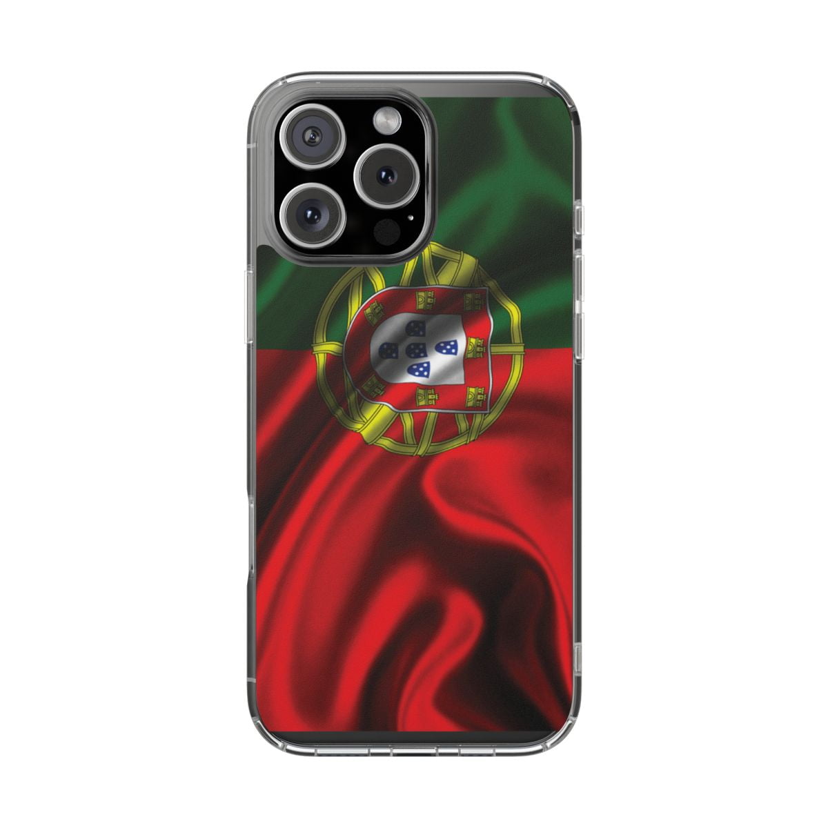 Clear Hybrid Shockproof Case for Apple iPhone 15 Pro MAX - Portugal Flag Waving Vibrantly ...