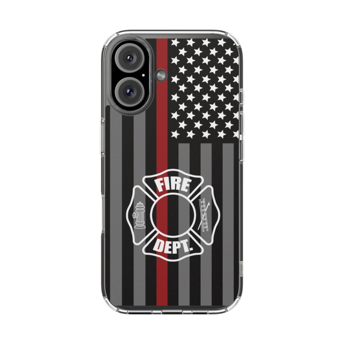Clear Hybrid Shockproof Case for Apple iPhone 16 - Fire Dept Thin Red ...