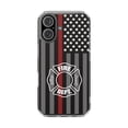 Clear Hybrid Shockproof Case for Apple iPhone 16 - Fire Dept Thin Red ...