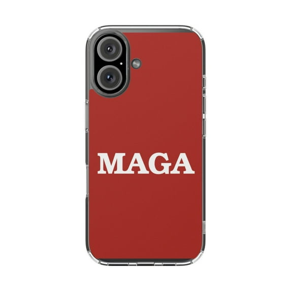 Clear Hybrid Shockproof Case for Apple iPhone 16 - MAGA Bold White Text ...
