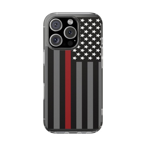 Clear Hybrid Shockproof Case for Apple iPhone 14 - Fire Dept Thin Red ...