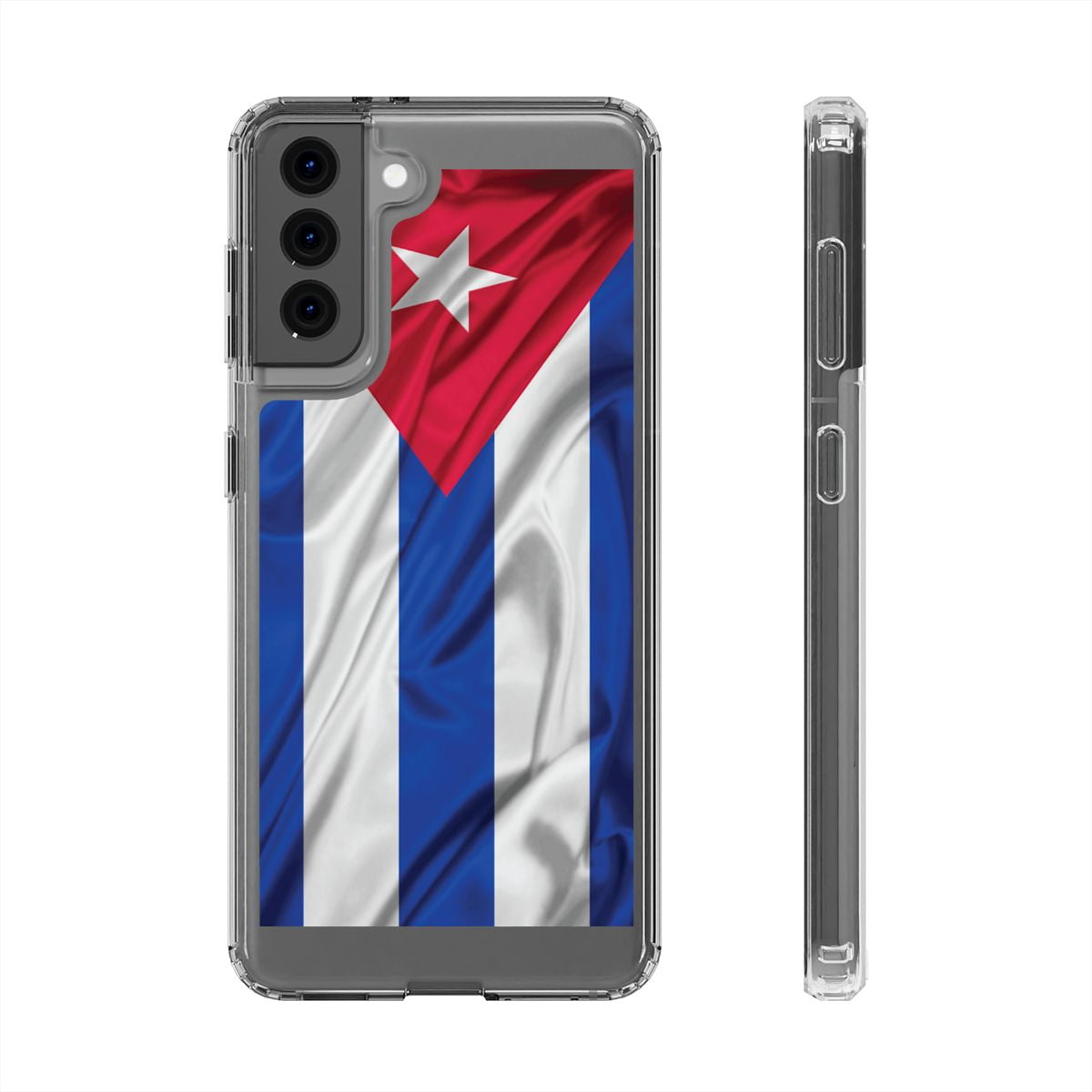 Clear Hybrid Shockproof Case for Samsung Galaxy S21 - Cuban Flag Red ...